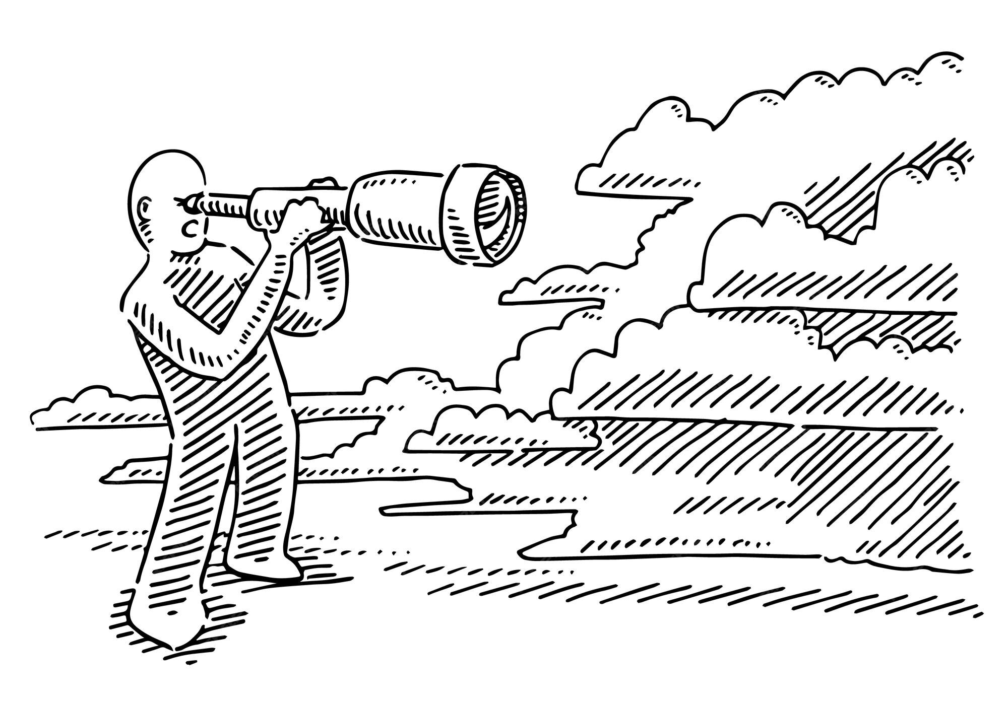 Hombre mirando a través de un telescopio | Vector Premium Hombre mirando a través de un telescopio | Vector Premium