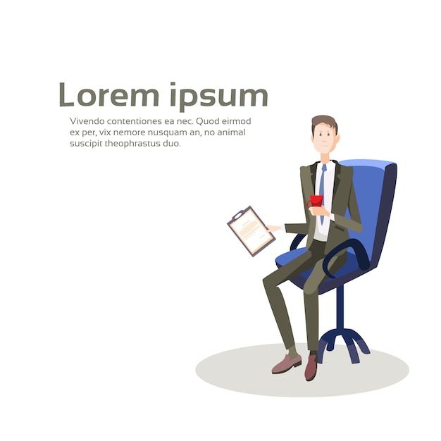 Hombre de negocios sentado en sillón | Vector Premium Hombre de negocios sentado en sillón | Vector Premium
