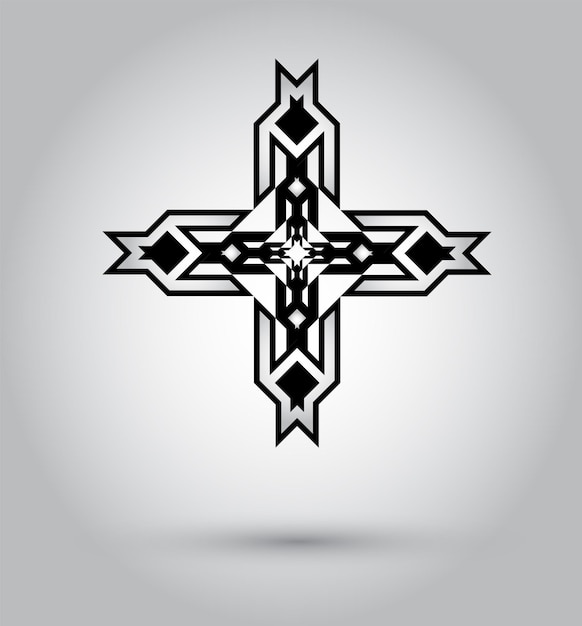 Icono De Cruz Cristiana Signo De Cruz Cristiana Negra Aislado Sobre