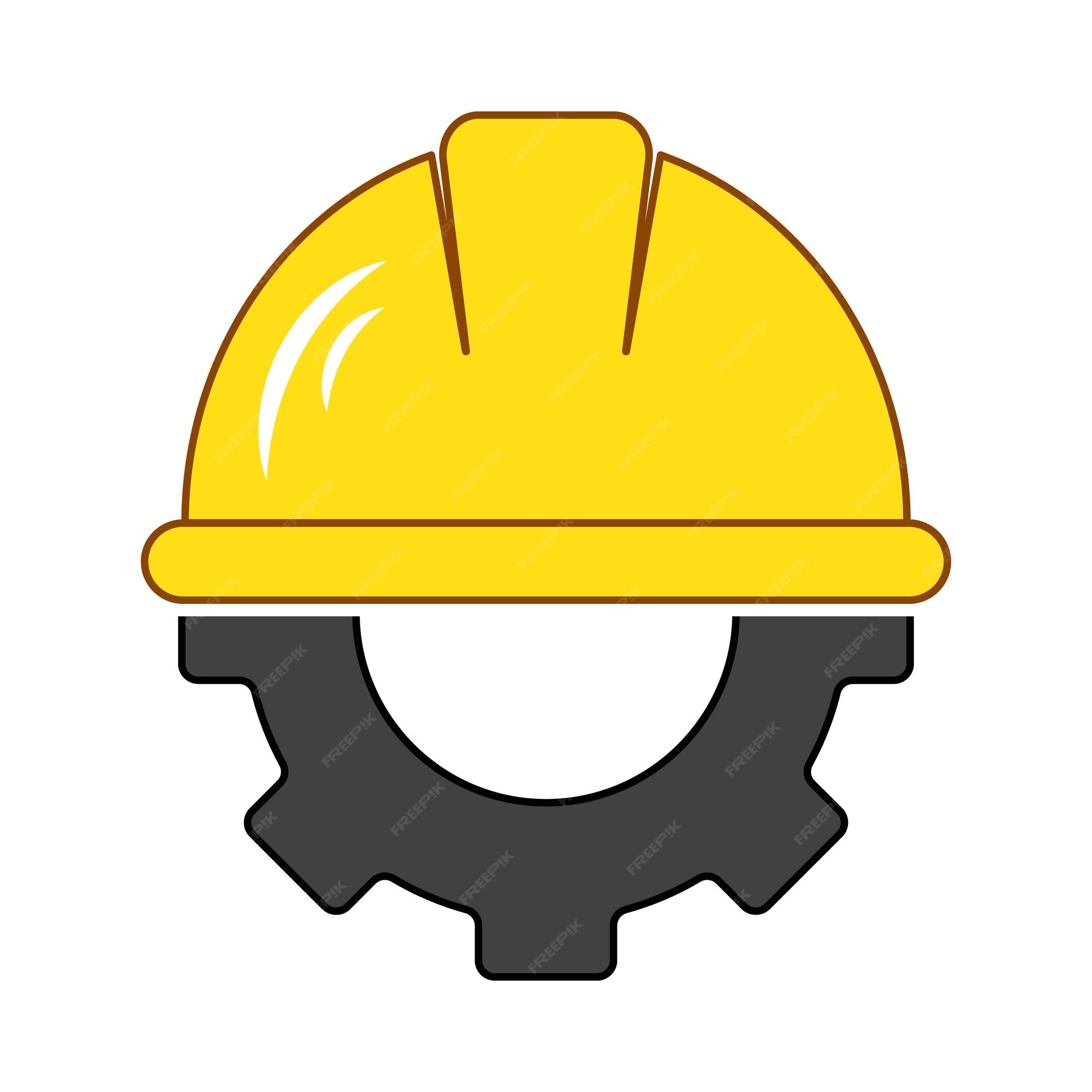 Icono De Ingeniero Con Ilustración De Vector De Casco Y Engranaje De