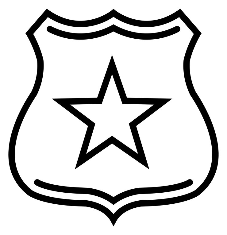 Icono de placa de policía símbolo de escudo de seguridad lineal ... Icono de placa de policía símbolo de escudo de seguridad lineal ...