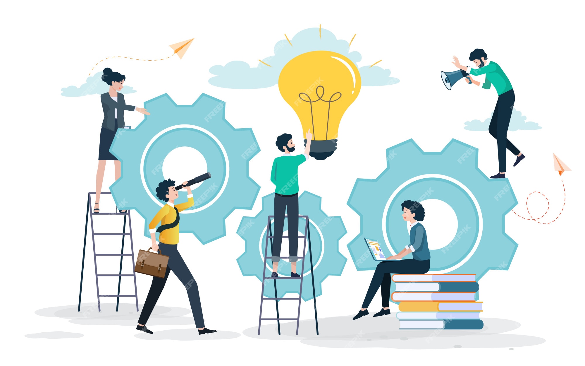 Ideas creativas que conducen al éxito | Vector Premium Ideas creativas que conducen al éxito | Vector Premium