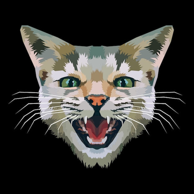 Ilustración De Cabeza De Gato Vector Premium