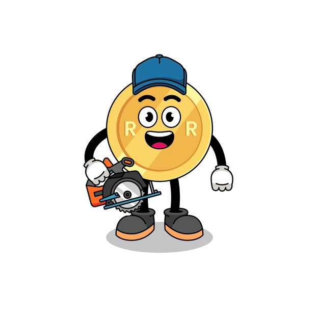 Ilustración De Dibujos Animados De Rand Sudafricano Como Carpintero Vector Premium