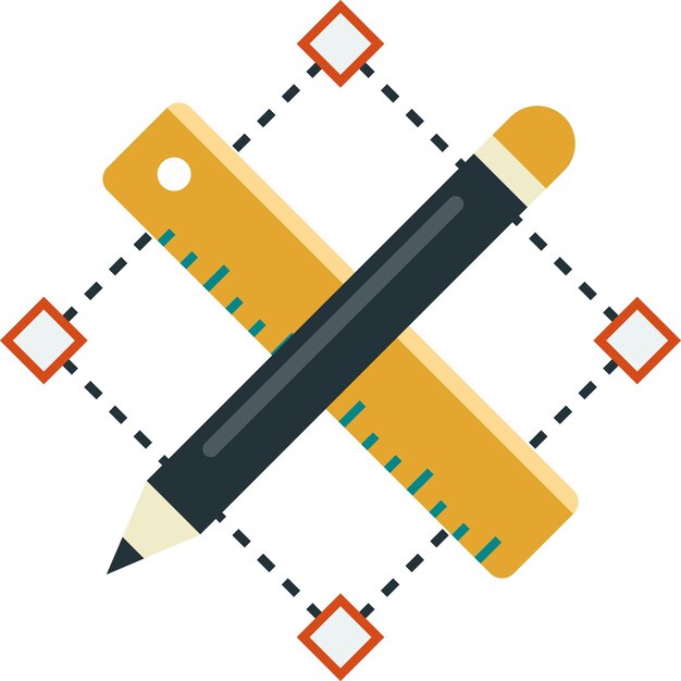 Ilustración de lápiz y regla en estilo minimalista | Vector Premium Ilustración de lápiz y regla en estilo minimalista | Vector Premium