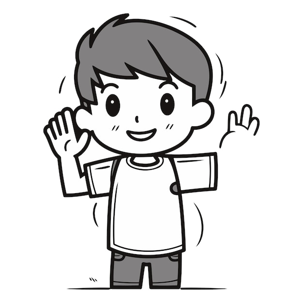 Ilustración de un niño agitando su mano y agitando | Vector Premium Ilustración de un niño agitando su mano y agitando | Vector Premium