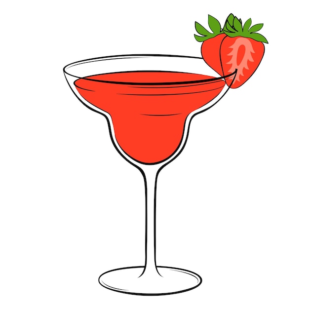 Ilustración de vector de cóctel daiquiri de fresa | Vector Premium Ilustración de vector de cóctel daiquiri de fresa | Vector Premium