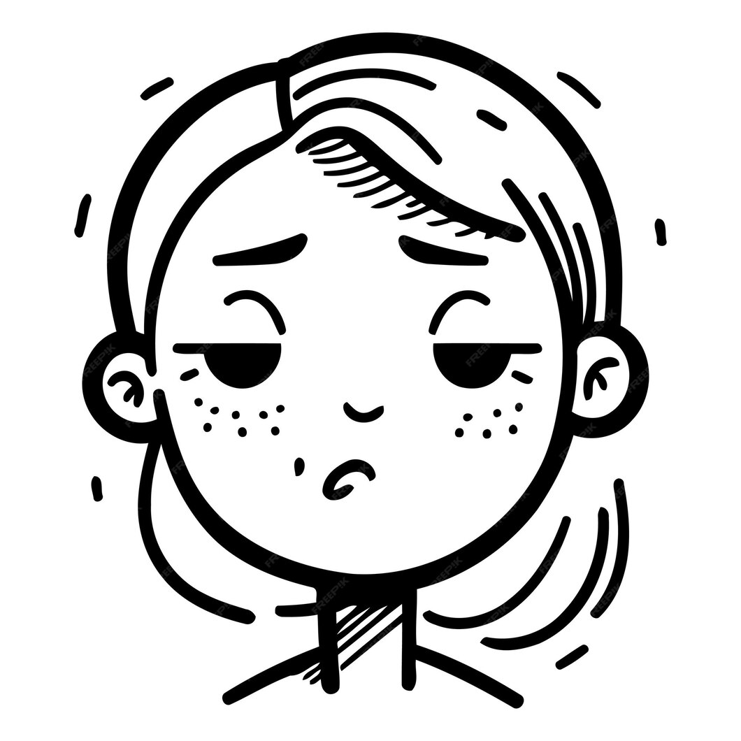 Ilustración Vectorial De Una Chica Pelirroja Con Una Cara Triste Vector Premium