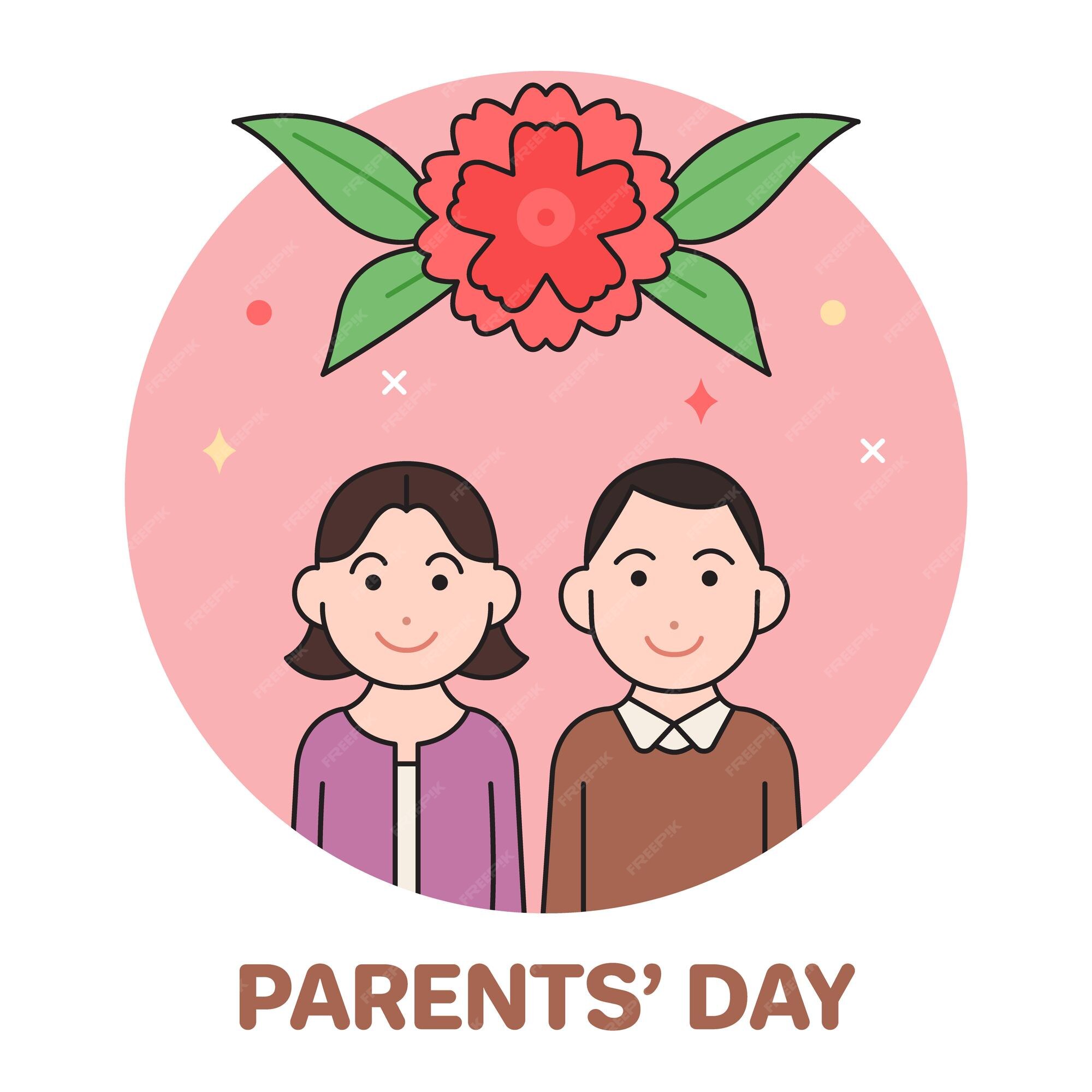 Ilustración Vectorial De Los Padres En Marco Circular Para El Día De Los Padres En Estilo De