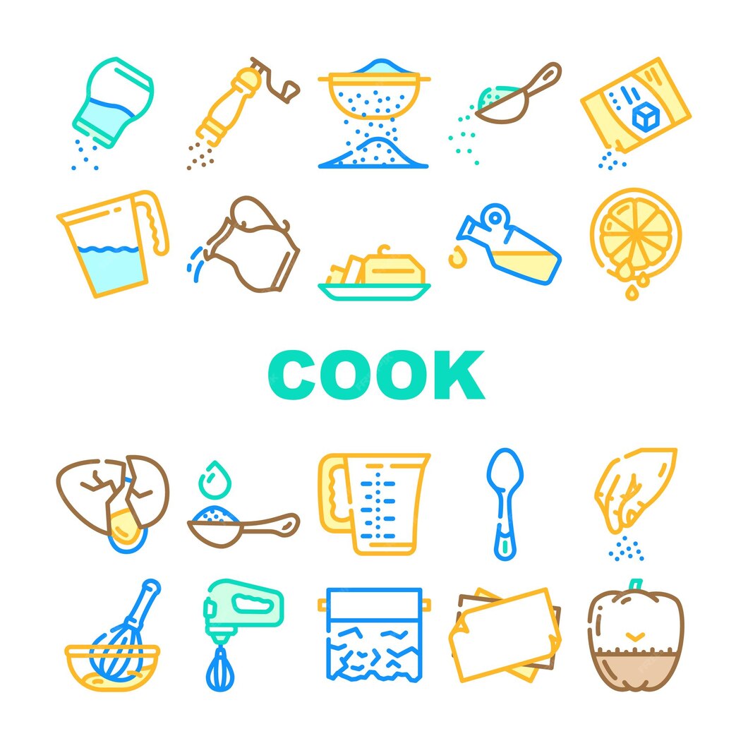 Instrucciones De Cocción Para Preparar Iconos De Alimentos Conjunto