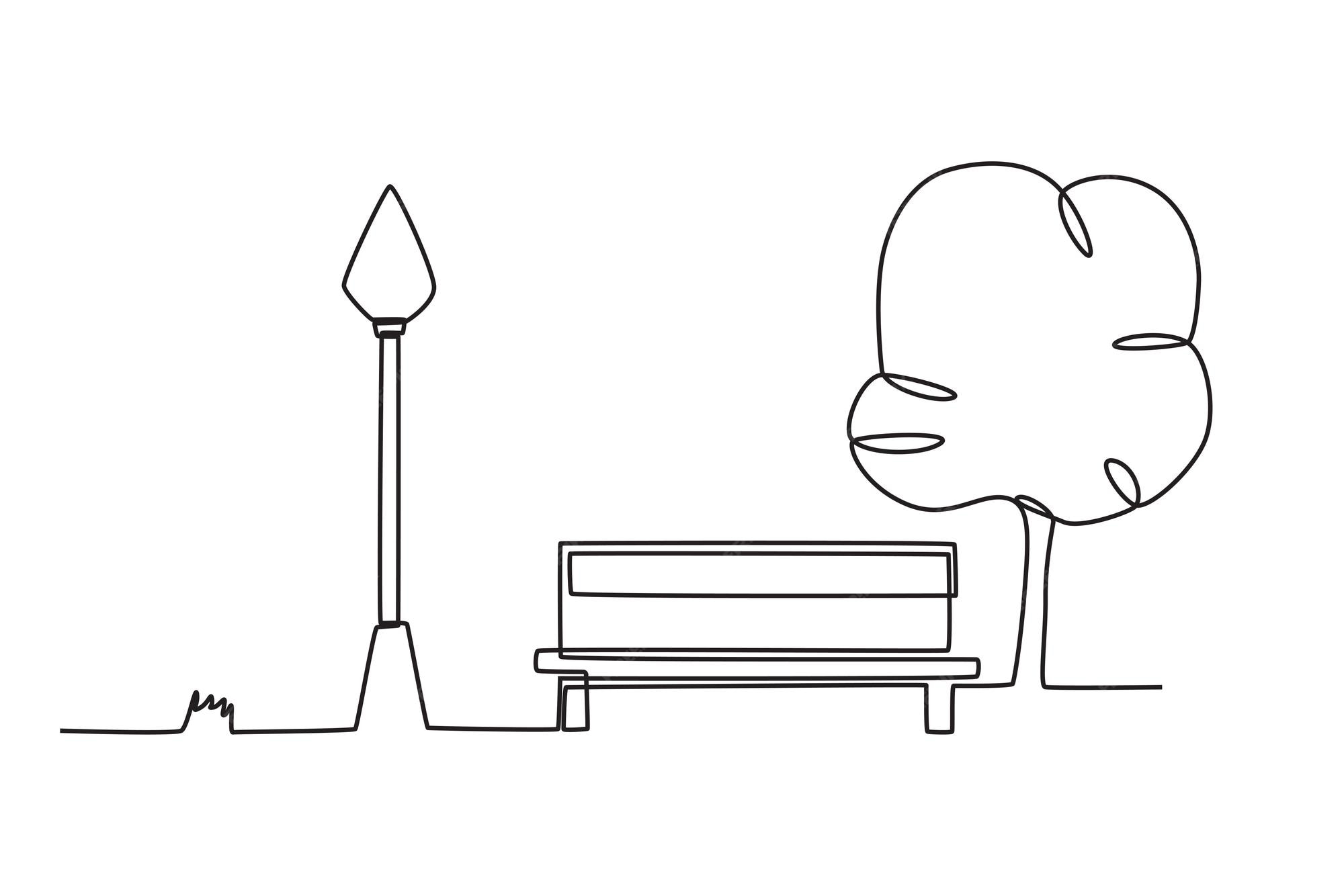 Jardín Con Una Hermosa Vista Jardín Dibujo En Línea Vector Premium