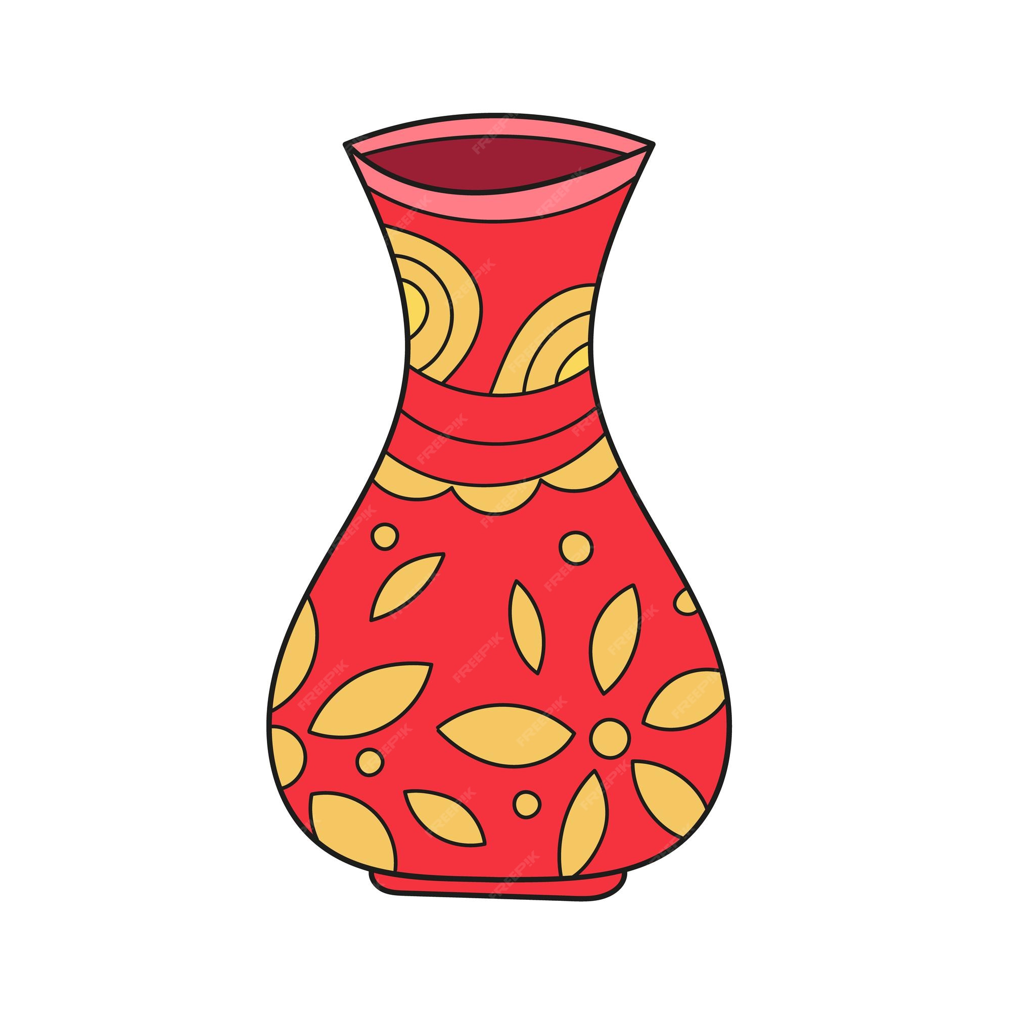 Jarrón De Dibujos Animados Simple Icono Un Vector Con Decoración Vector Premium