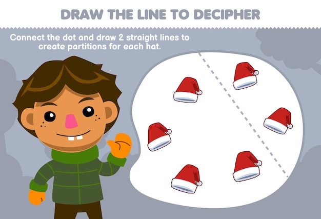 El Juego Educativo Para Niños Ayuda Al Niño A Dibujar Las Líneas Para Separar Los Sombreros