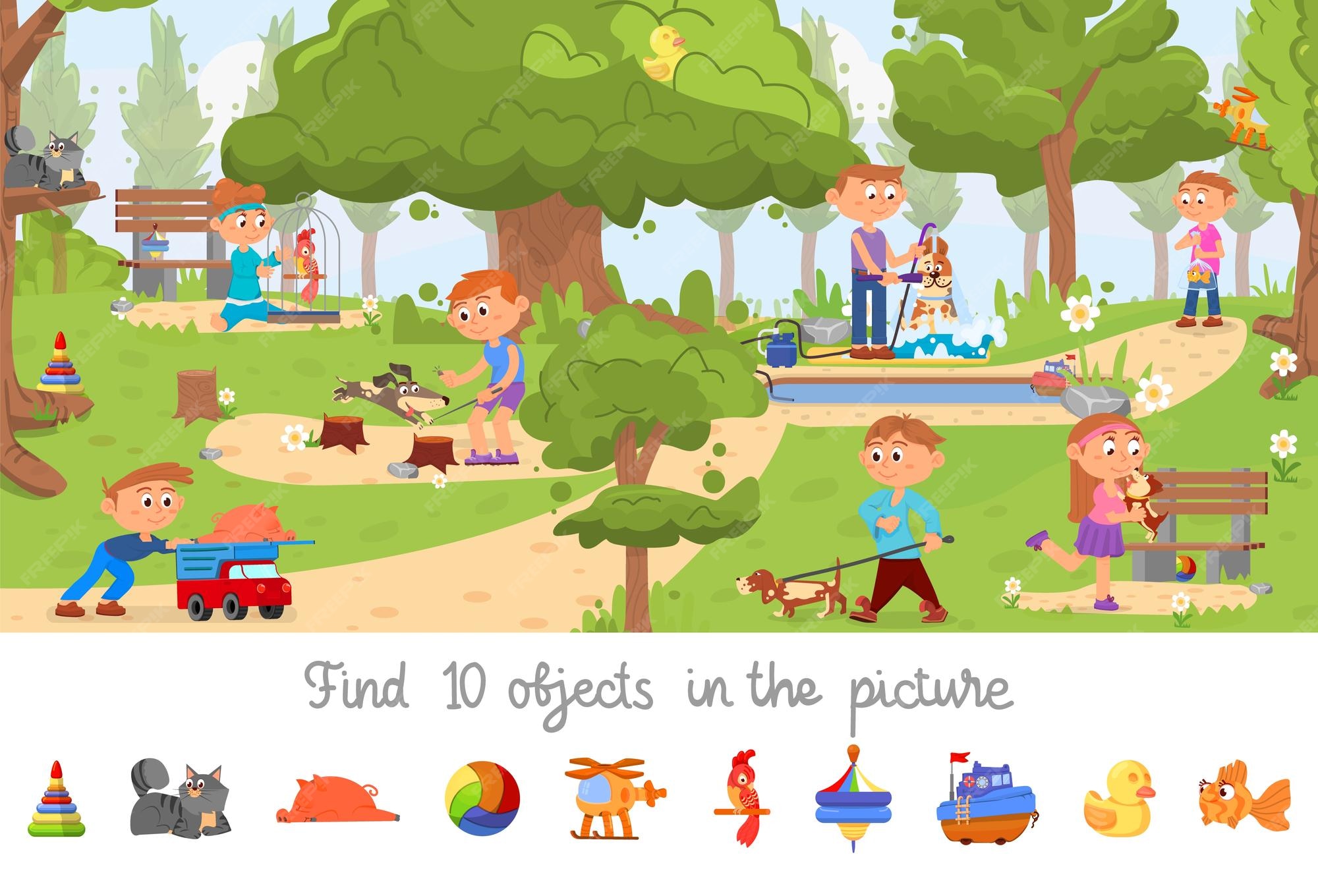 Juego De Objetos Ocultos Ubicación Del Rompecabezas Encontrar Objetos Imagen Para Niños Niños En