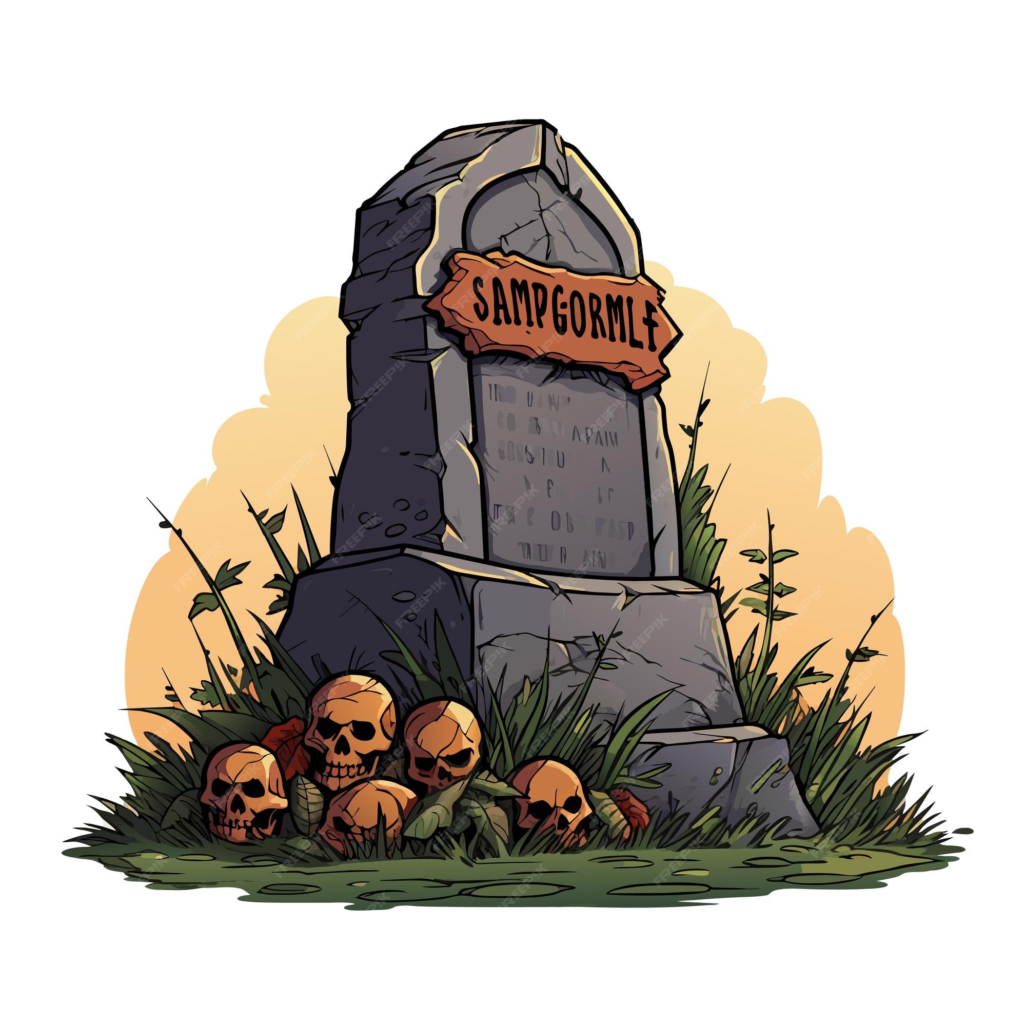 Lápida de vector con cabeza de esqueleto lápida en cementerio lápida ... Lápida de vector con cabeza de esqueleto lápida en cementerio lápida ...