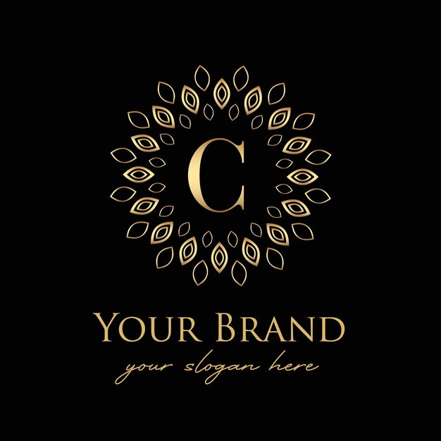 Letra c de oro en un círculo con un círculo. | Vector Premium Letra c de oro en un círculo con un círculo. | Vector Premium