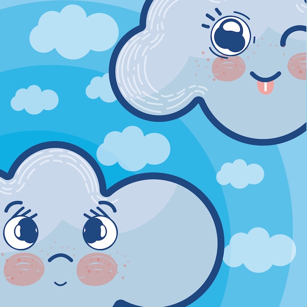 Lindas caricaturas de nubes en el cielo | Vector Premium Lindas caricaturas de nubes en el cielo | Vector Premium