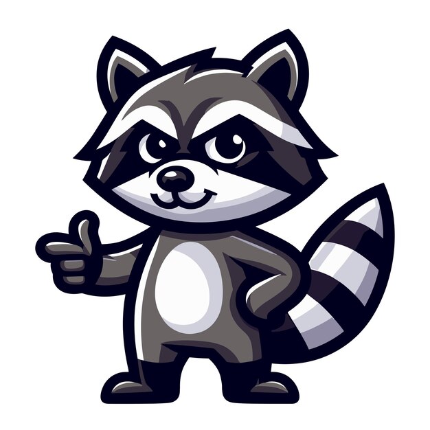 Lindo Y Adorable Personaje De Dibujos Animados De Mapaches Ilustración
