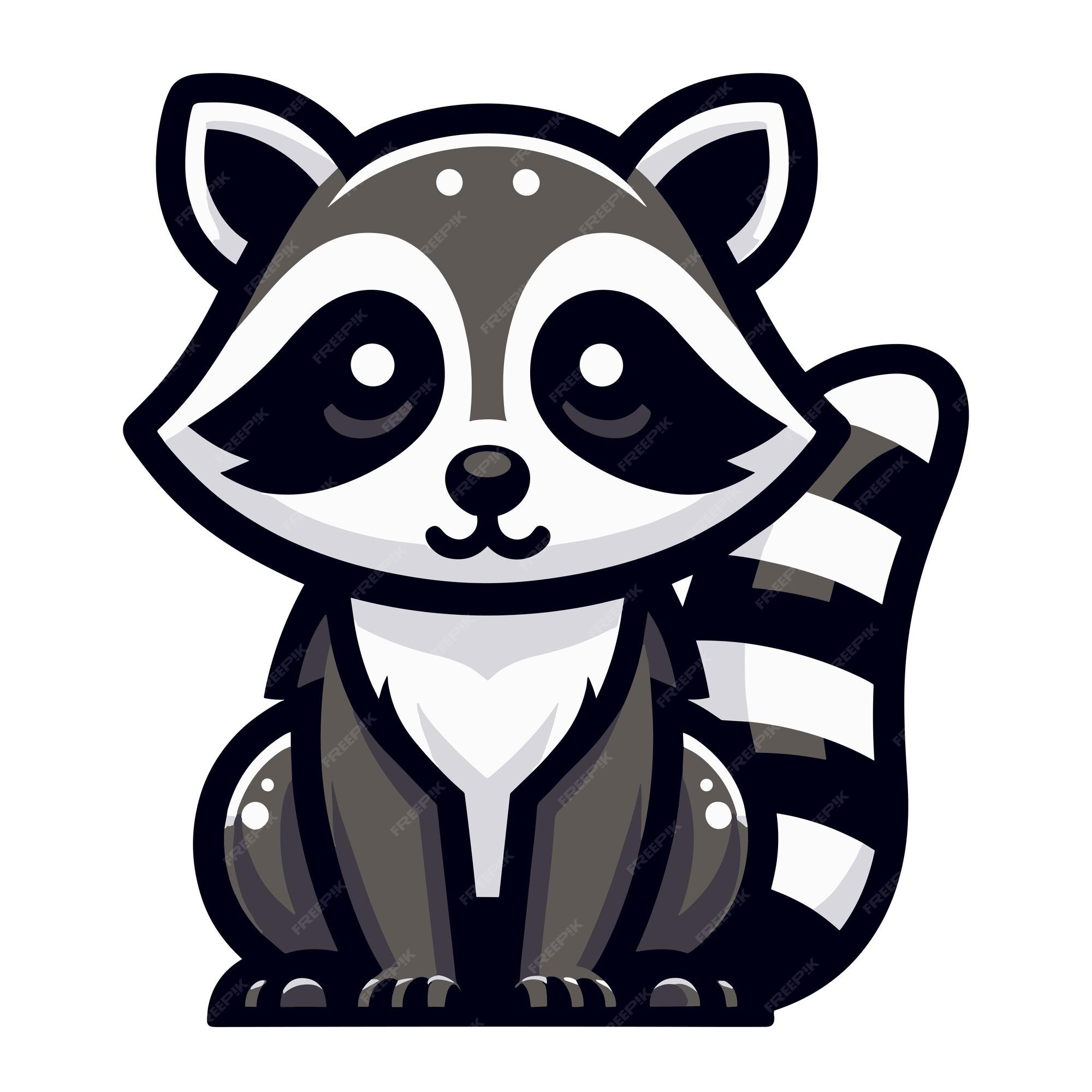 Lindo Y Adorable Personaje De Dibujos Animados De Mapaches Ilustración