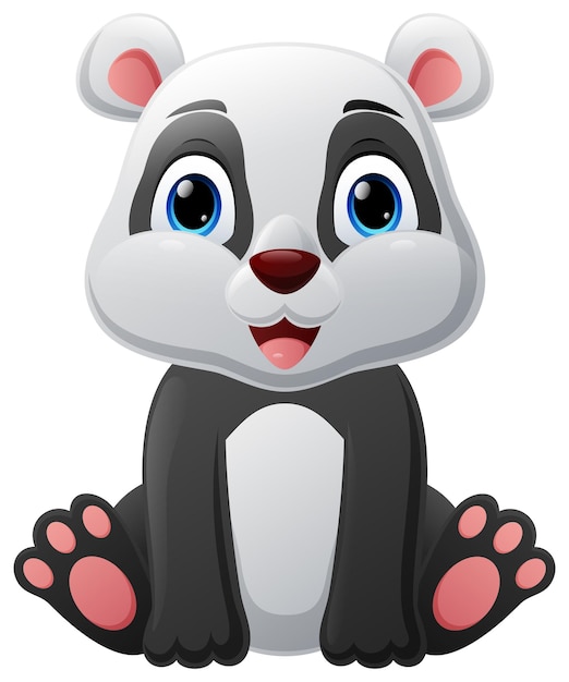 Lindo Bebé Panda Dibujos Animados Sentado Vector Premium