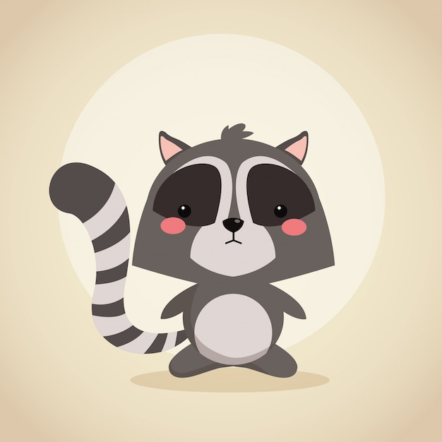 Lindo Icono De Dibujos Animados De Mapache Vector Premium