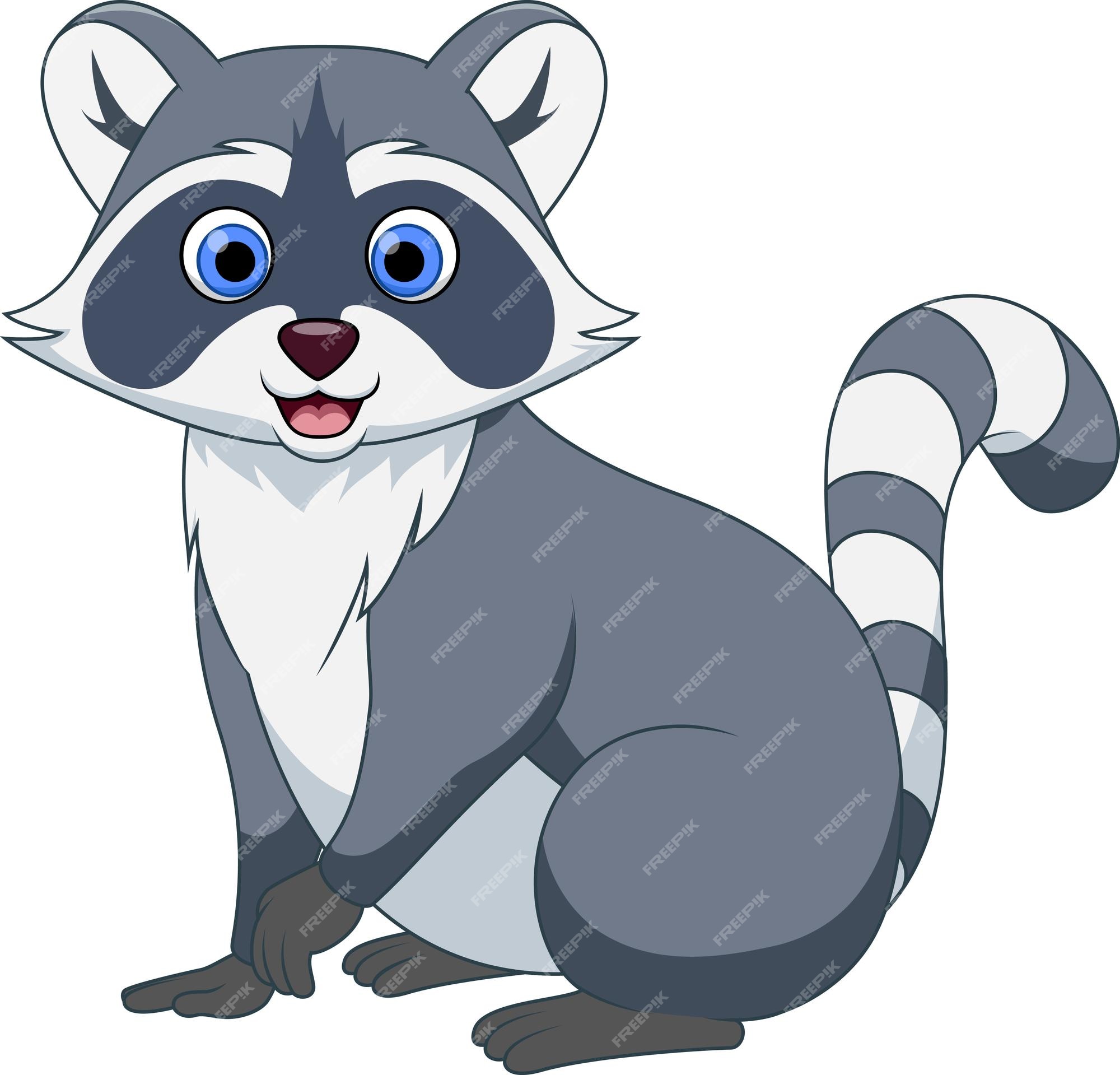 Lindo Mapache Sonriente Vector De Dibujos Animados Vector Premium