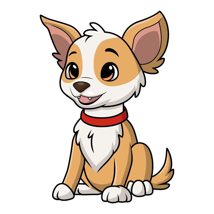 Lindo Perrito De Dibujos Animados Sobre Fondo Blanco Vector Premium