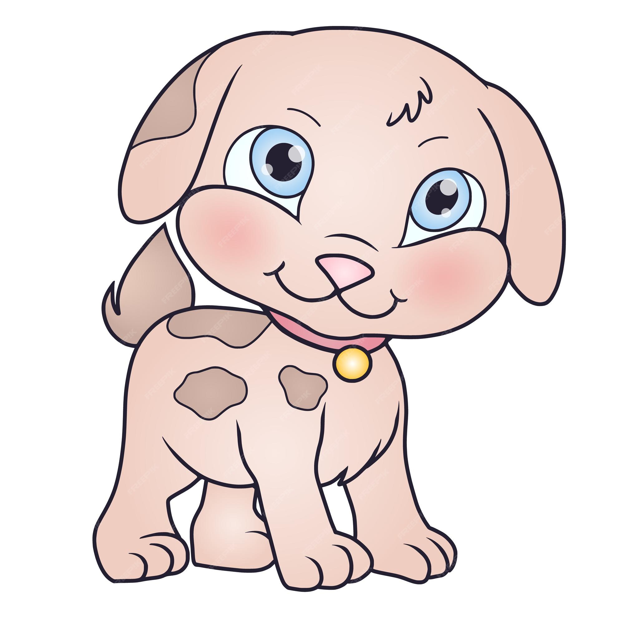 Lindo Perrito De Dibujos Animados Vector Premium