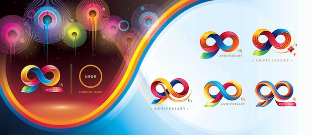 Logotipo colorido del 90 aniversario. logotipo de noventa años. resumen ... Logotipo colorido del 90 aniversario. logotipo de noventa años. resumen ...
