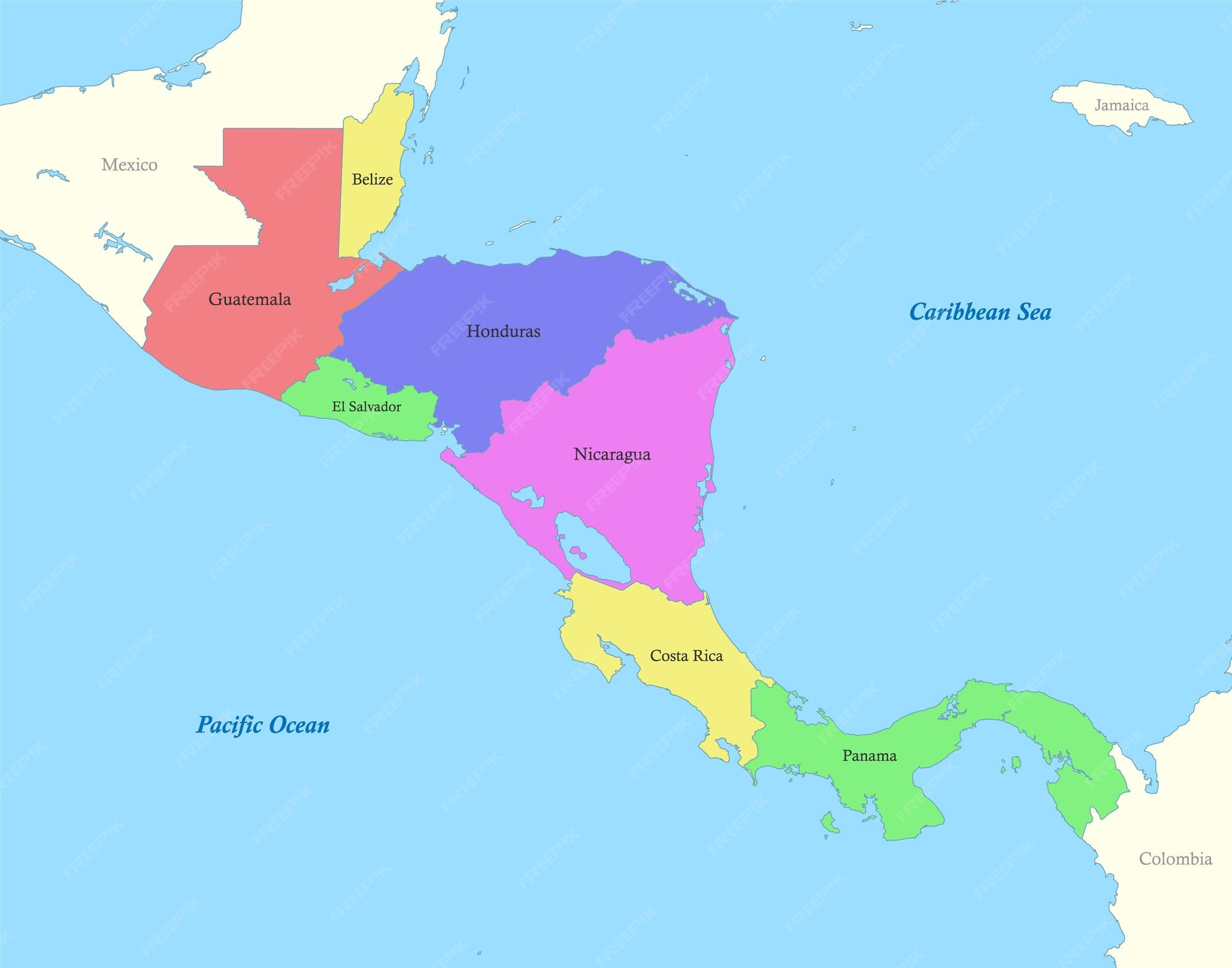 Mapa de américa central con fronteras de los estados | Vector Premium Mapa de américa central con fronteras de los estados | Vector Premium