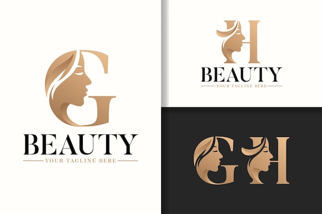 Monograma femenino logo letra g y h con silueta de mujer | Vector Premium Monograma femenino logo letra g y h con silueta de mujer | Vector Premium