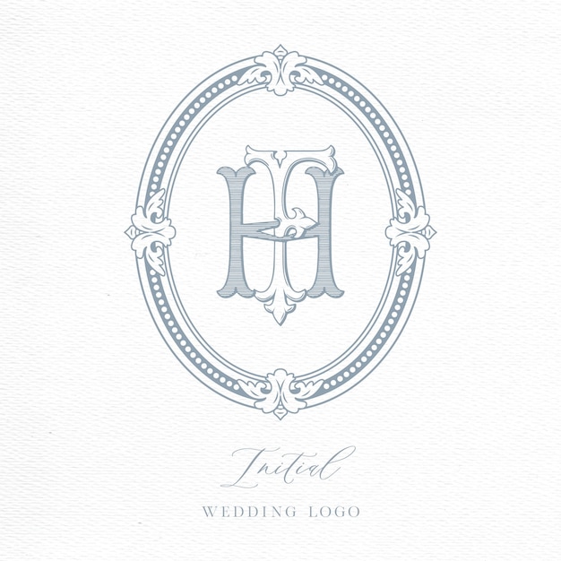 Monograma Del Logotipo De Boda Inicial Hf Vector Premium