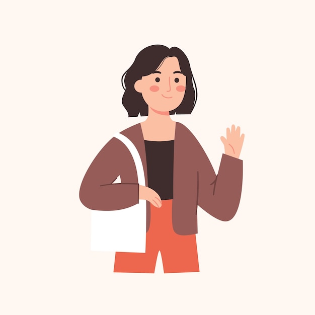Mujer agitando la mano | Vector Premium Mujer agitando la mano | Vector Premium