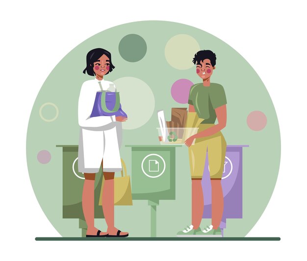 Mujer y hombre sosteniendo botellas y papel | Vector Premium Mujer y hombre sosteniendo botellas y papel | Vector Premium