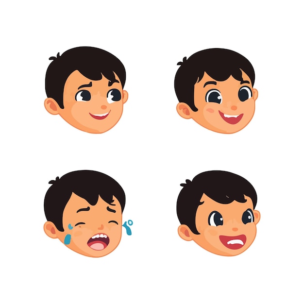 Niño con diferentes expresiones faciales | Vector Premium Niño con diferentes expresiones faciales | Vector Premium