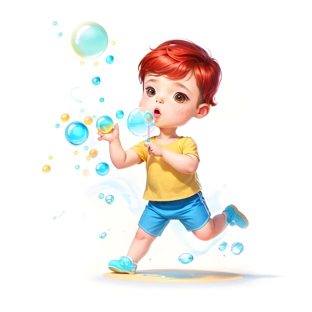 Un niño lindo soplando burbujas | Vector Premium Un niño lindo soplando burbujas | Vector Premium
