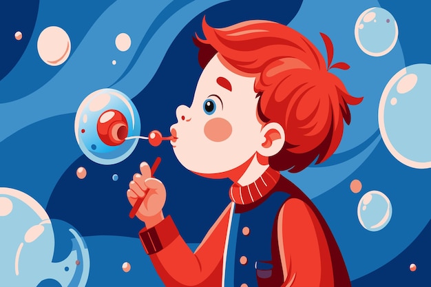 Un niño soplando burbujas en el aire | Vector Premium Un niño soplando burbujas en el aire | Vector Premium
