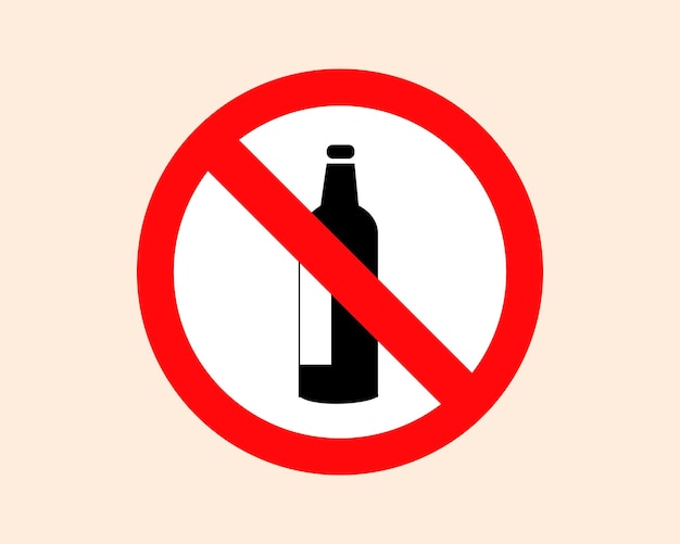 No hay señal de alcohol, círculo rojo que prohíbe las bebidas ... No hay señal de alcohol, círculo rojo que prohíbe las bebidas ...