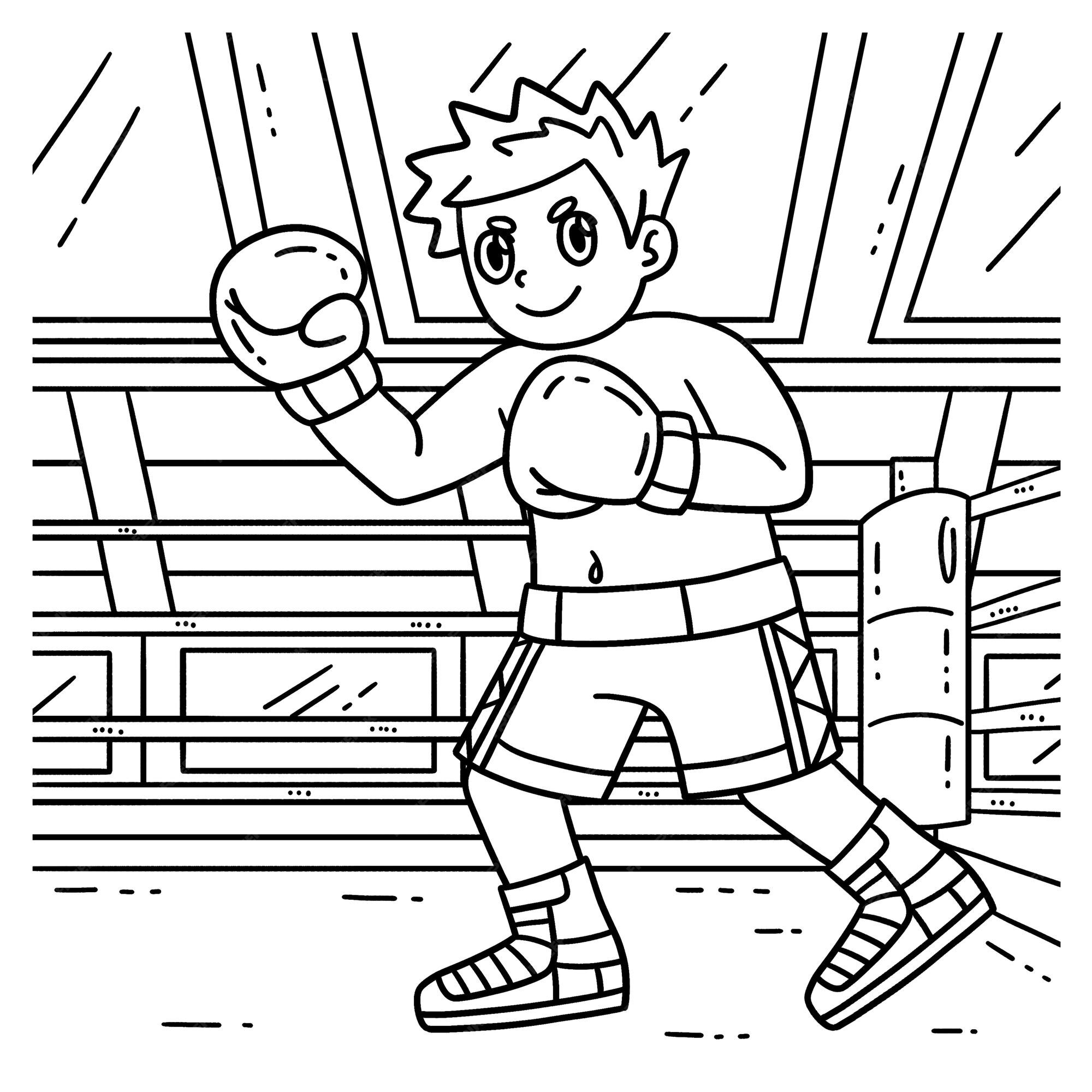 Página para colorear Posición aislada del boxeador de boxeo | Vector ... Página para colorear Posición aislada del boxeador de boxeo | Vector ...