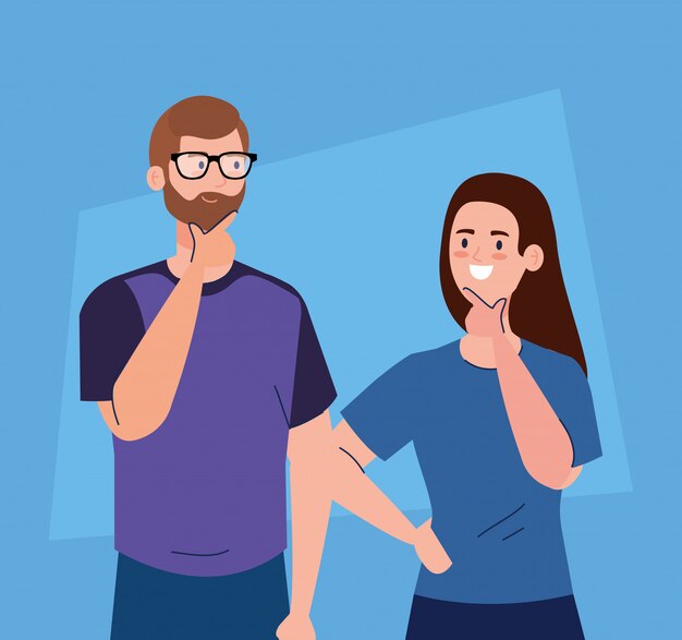 Pareja pensativa, mujer y hombre pensando o resolviendo problemas ... Pareja pensativa, mujer y hombre pensando o resolviendo problemas ...