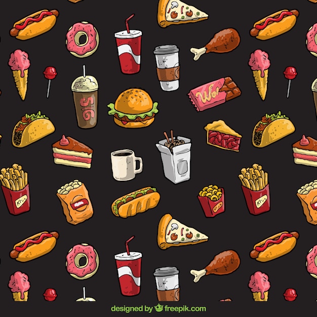 Patrón de comida rápida | Vector Premium Patrón de comida rápida | Vector Premium