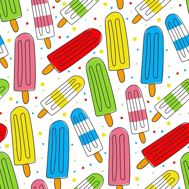 Patrón De Helado En Un Palo Con Estilo Y Color De Garabateo En Una