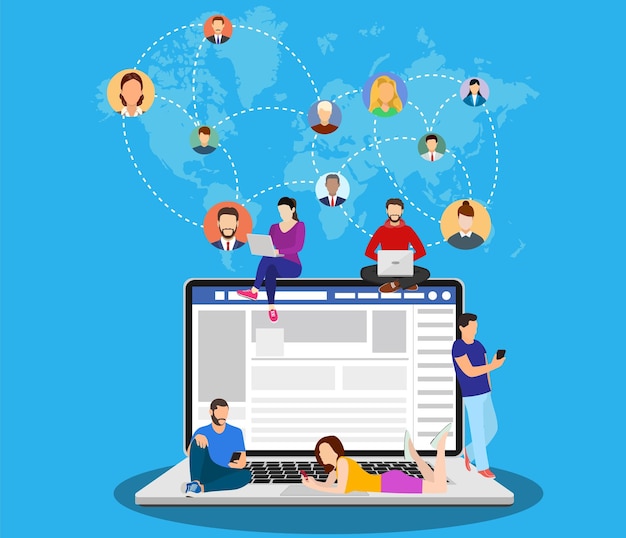 Personas Que Se Conectan En Todo El Mundo Vector Premium