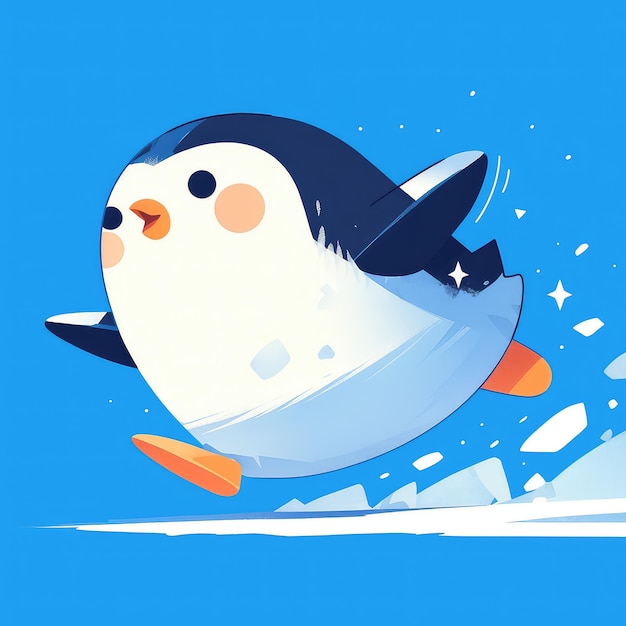 Un pingüino deslizándose sobre el hielo al estilo de los dibujos ... Un pingüino deslizándose sobre el hielo al estilo de los dibujos ...