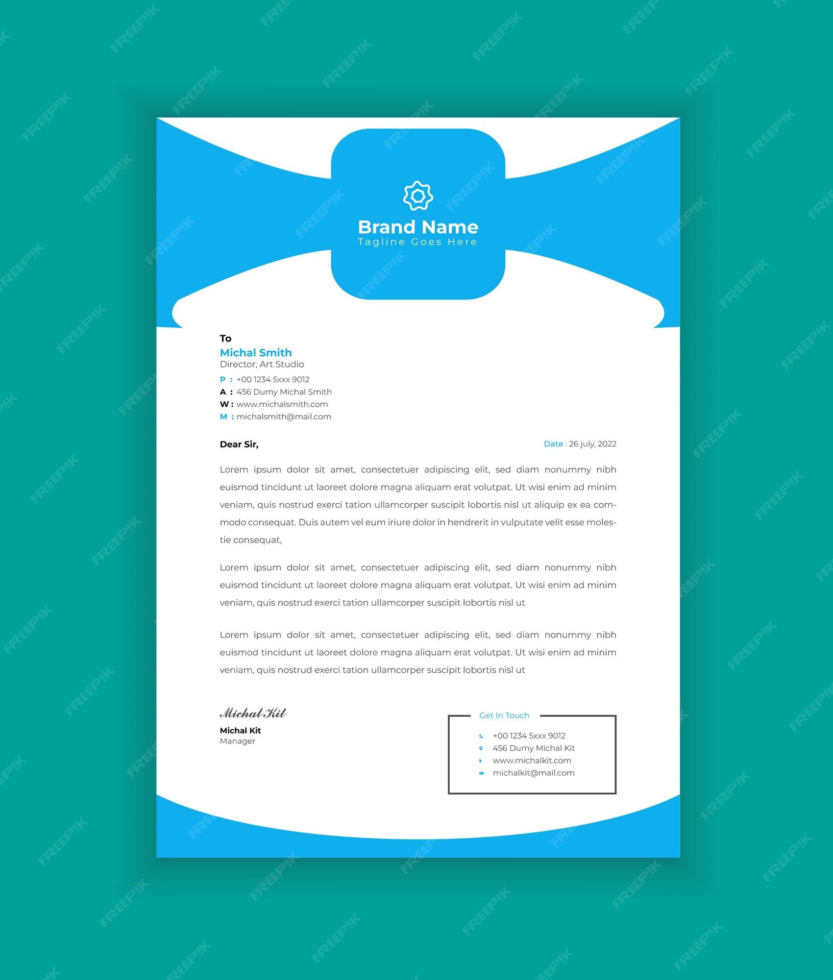 Una plantilla de membrete moderna diseñada por | Vector Premium Una plantilla de membrete moderna diseñada por | Vector Premium