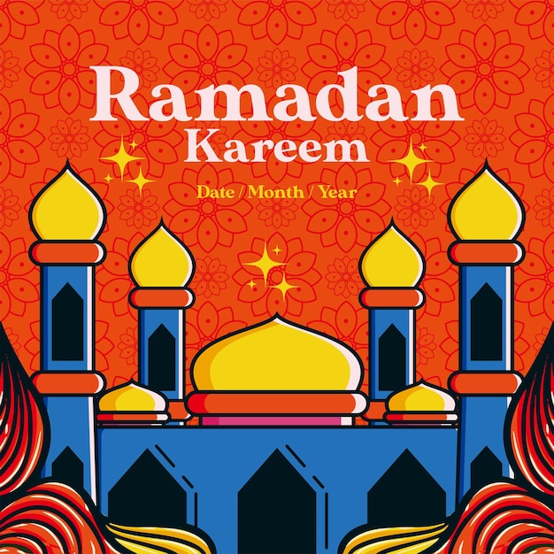 Plantilla De Tarjeta De Felicitación Para Ramadan Kareem Con Una