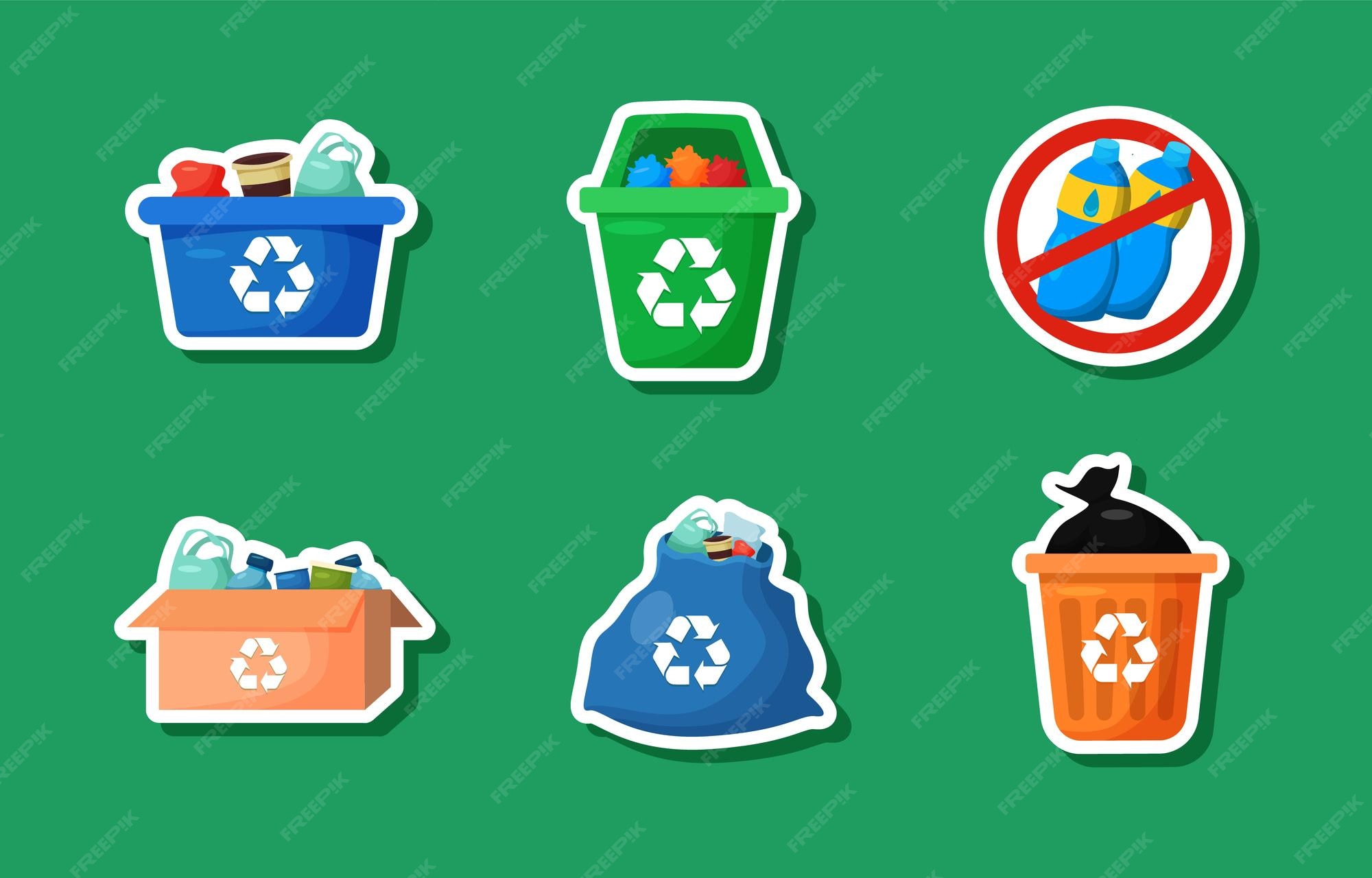 Set de adhesivos de reciclaje en casa | Vector Premium Set de adhesivos de reciclaje en casa | Vector Premium