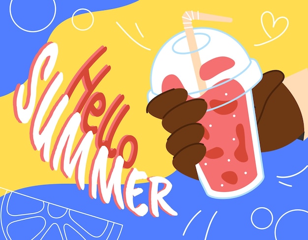 Tarjeta de verano con concepto de vector de cóctel | Vector Premium Tarjeta de verano con concepto de vector de cóctel | Vector Premium