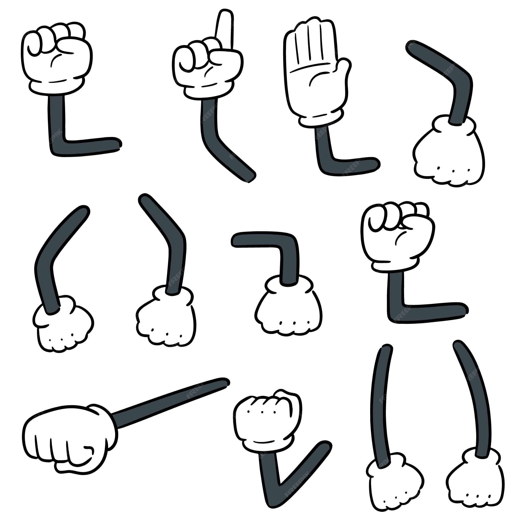 Vector conjunto de brazos de dibujos animados | Vector Premium Vector conjunto de brazos de dibujos animados | Vector Premium