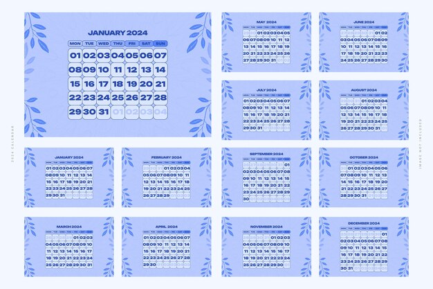 Vector Editable De Plantilla De Calendario 2024 Vector Premium